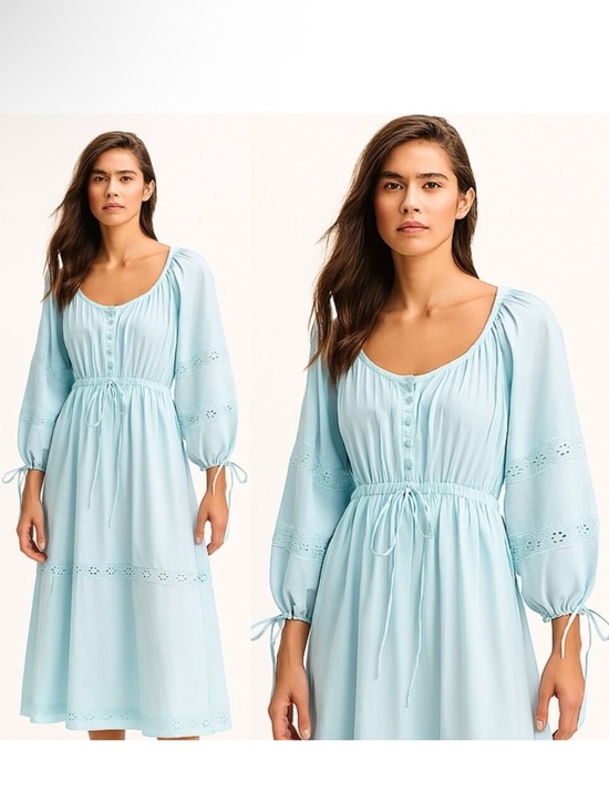 Harshman | Dresses | Harsman Los Angeles Belle Light Blue Midi Peasant ...
